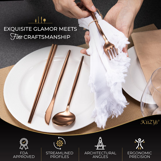 Stainless Steel Copper Cutlery Korean Utensils Set Service of 2 ...